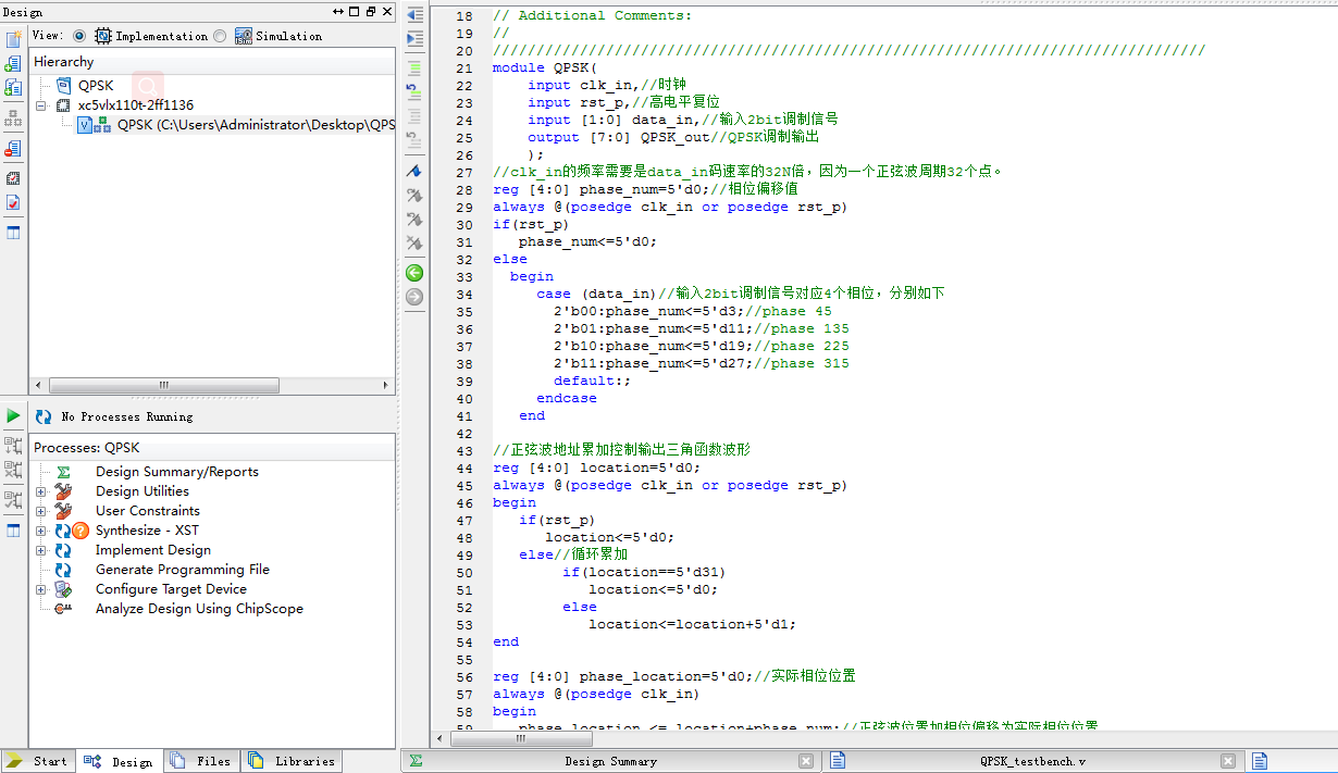 基于fpga的正交相移键控(qpsk)实现verilog代码ise仿真