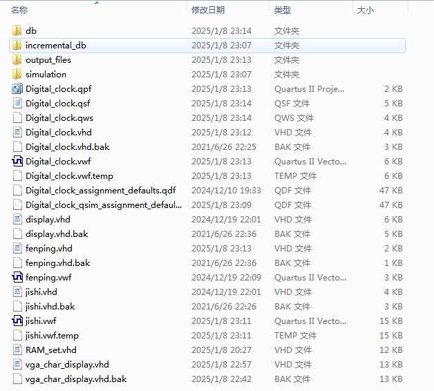 Vga显示的数字钟设计verilog代码quartus 开发板